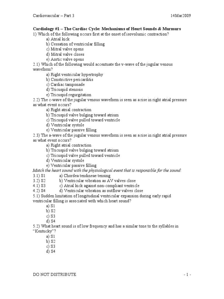 Quiz Cardiovascular Part 3 of 3 | PDF | Heart Valve | Cardiac ...