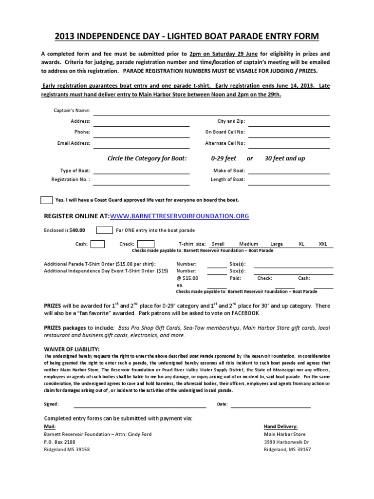 2013 Boat Parade Entry Form | PDF | Government | Business