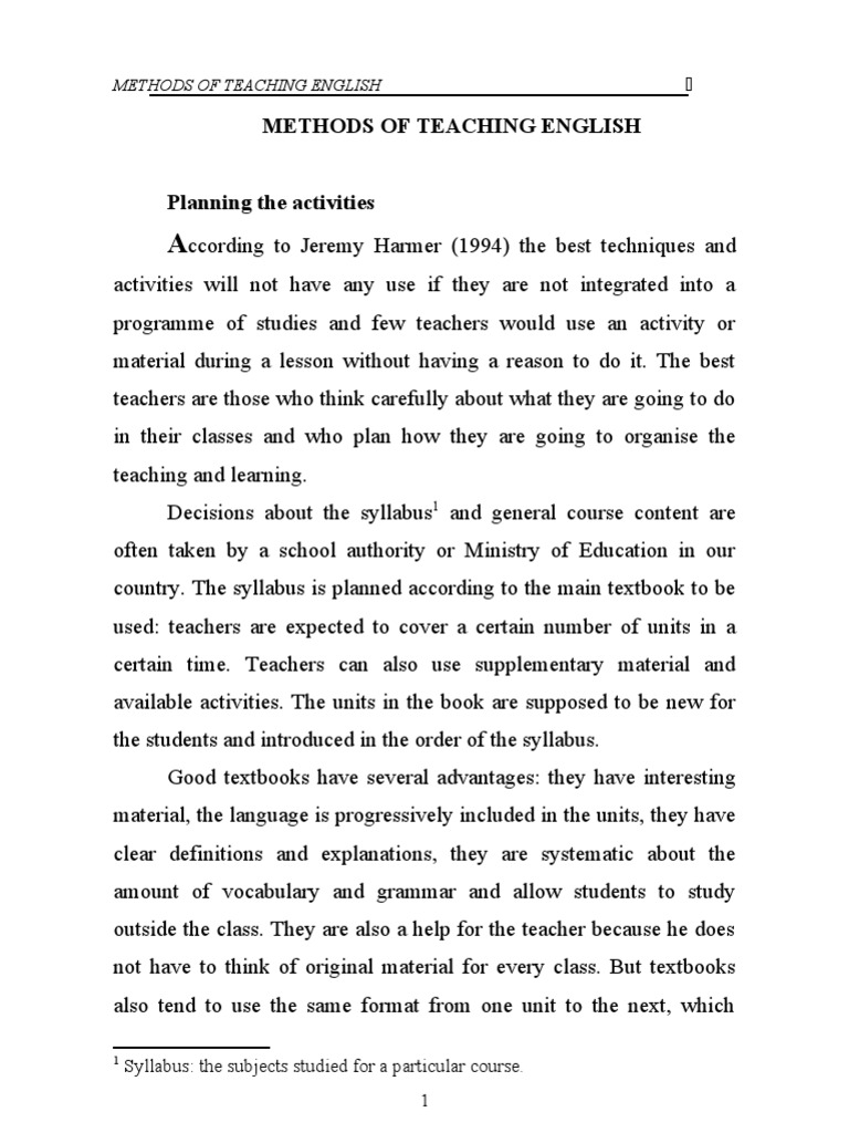 Methods of Teaching English | PDF | Lesson Plan | Teachers