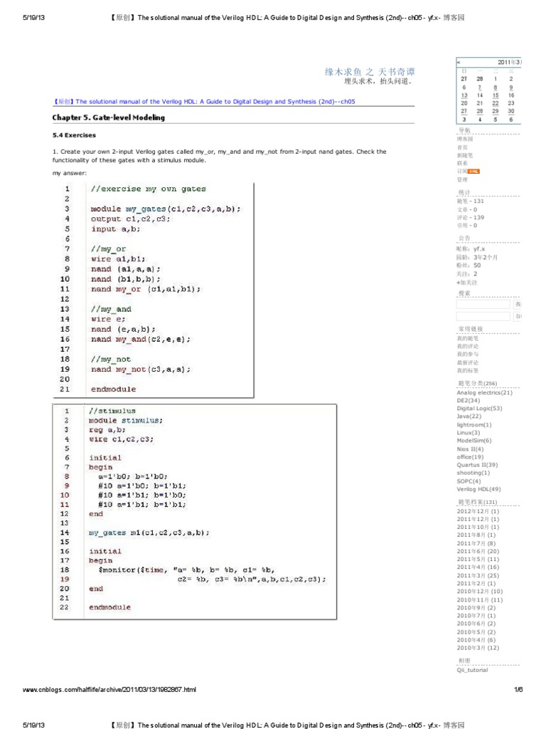 Solutions Manual by Samir Palnitkar Verilog HDL ch-11 | PDF