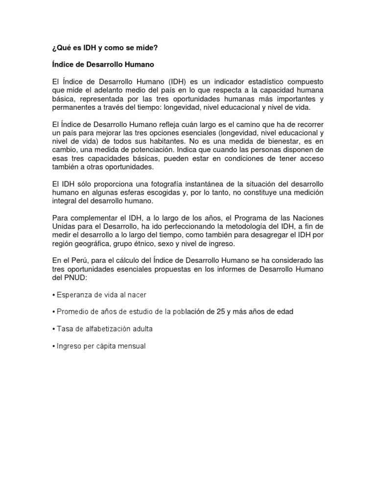 Qué Es IDH y Como Se Mide | PDF | Índice de Desarrollo Humano | Science