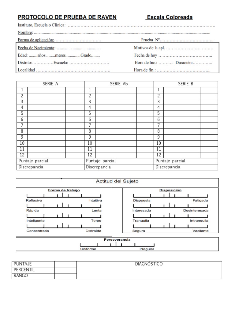 Protocolo de Prueba Raven Infantil