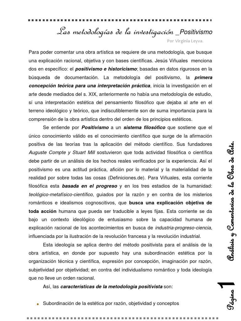 Análisis del Positivismo en el Arte | PDF | Positivismo | Science