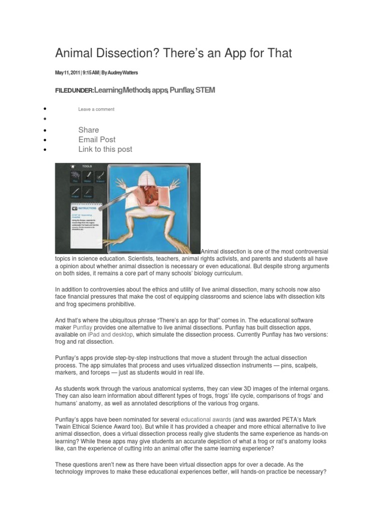 Animal Dissection? There's An App For That: Learning Methods Apps ...