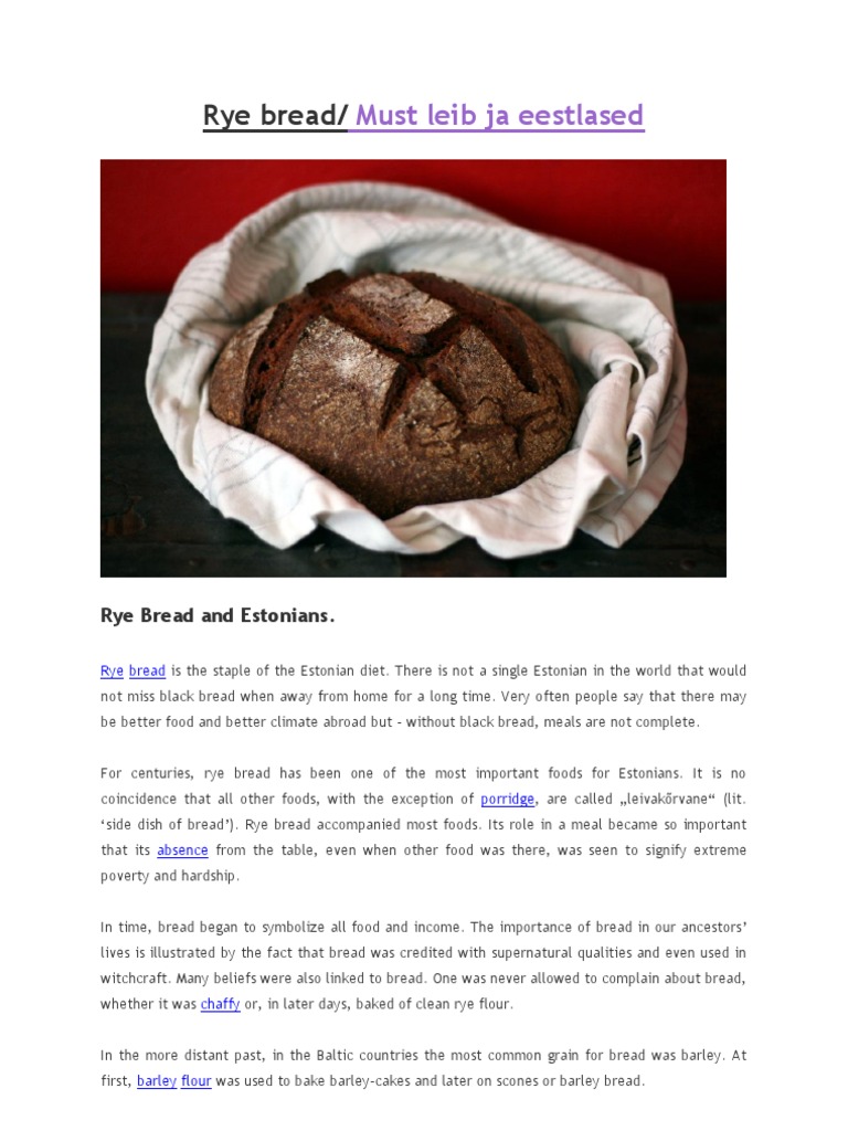 Estonian story - Must leib ja eestlased.pdf | Rye | Breads