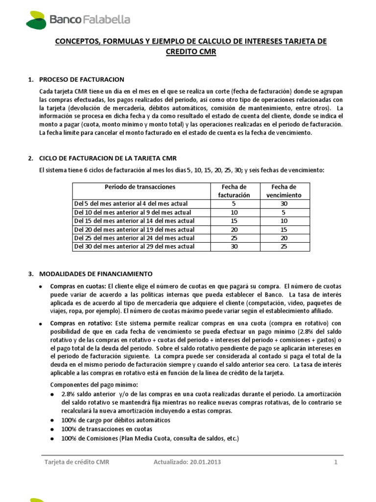 Ciclo de Facturación Tarjeta CMR | PDF | Crédito (finanzas) | Interés