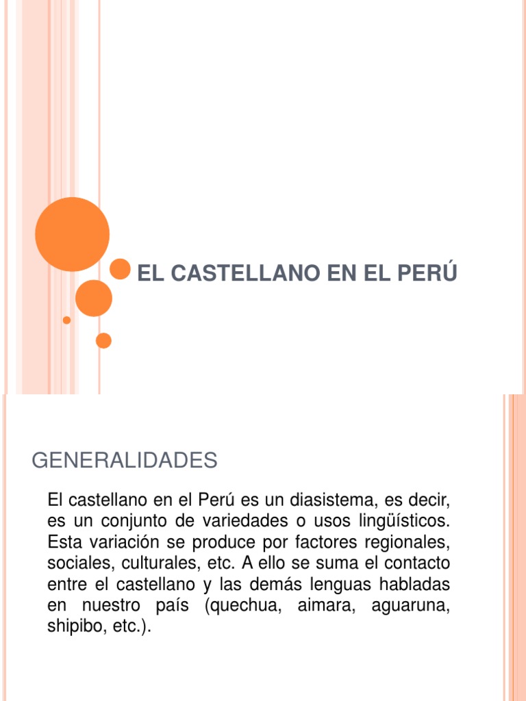 El Castellano en El Perú | PDF | Lengua española | Idiomas