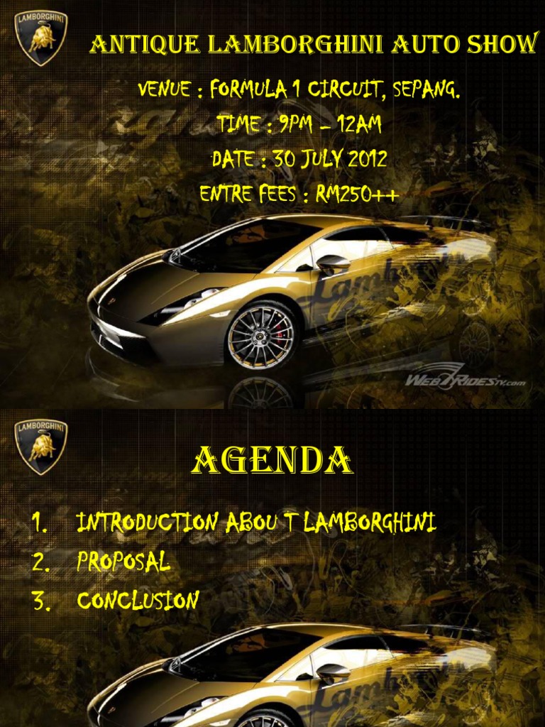 Example of Presentation (Antique Lamborghini Auto Show) | PDF | Audi ...