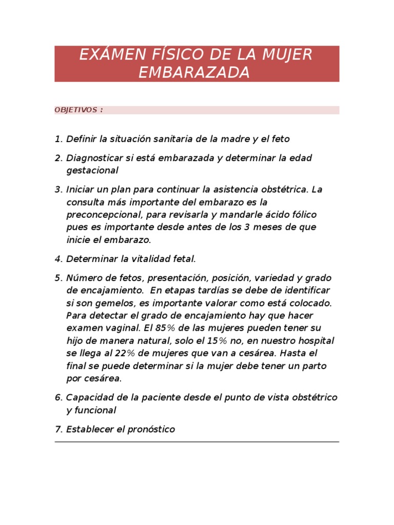 3.examen Fisico de La Paciente Embarazada | PDF | El embarazo | Especialidades Medicas