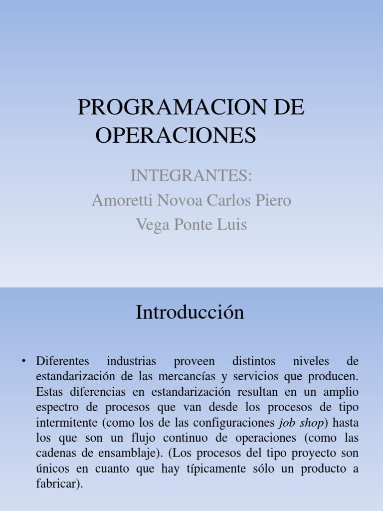 Programacion de Operaciones | Programación de computadoras | Inventario