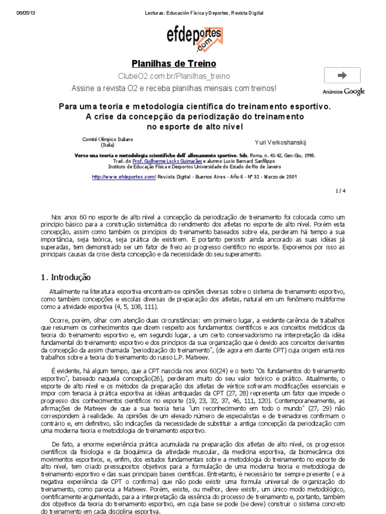 Yuri Verkhoshansky - Para uma teoria e metodologia científica do ...