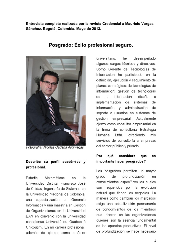 Entrevista RevistaCredencial | PDF | Universidad | Calidad (comercial)