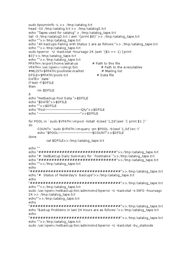Netbackup Health Check Script | PDF | Backup | Data Management