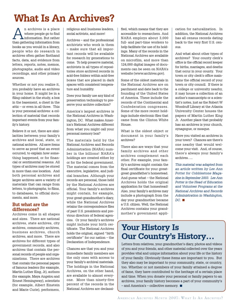 What Is An Archives | Download Free PDF | National Archives And Records ...