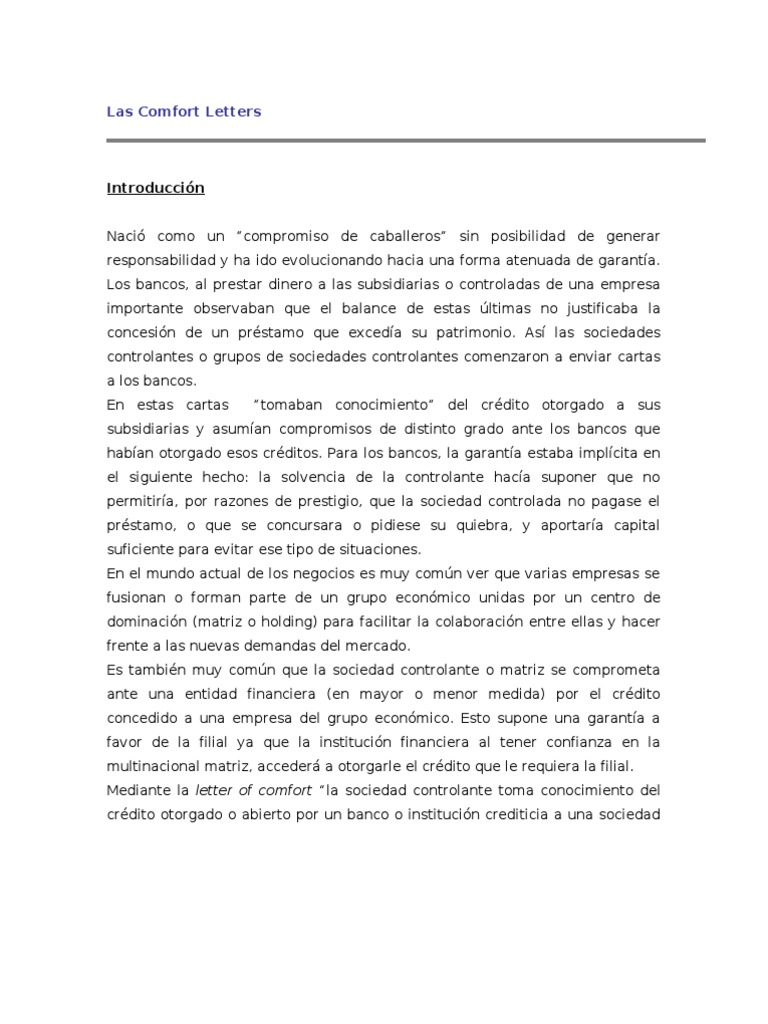 Las Comfort Letters | PDF | Pagos | Bancos