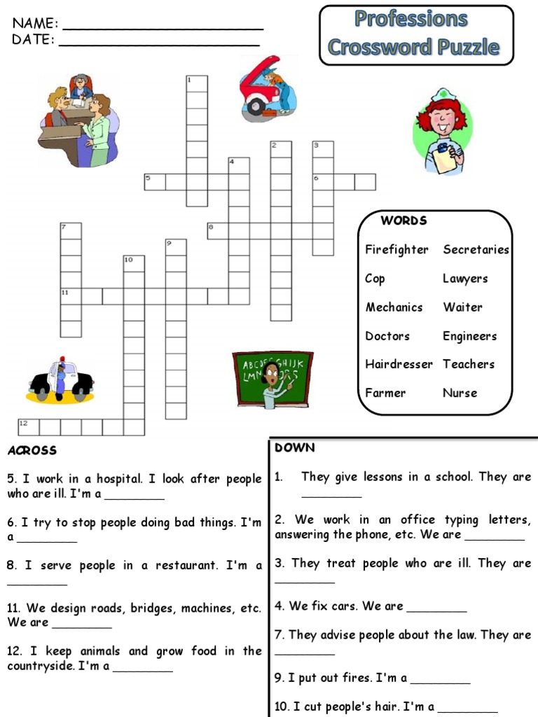 Professions Crossword Puzzle | PDF | Wellness