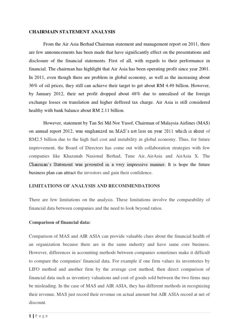 Chairman Statement Report | PDF | Inventory | Economies
