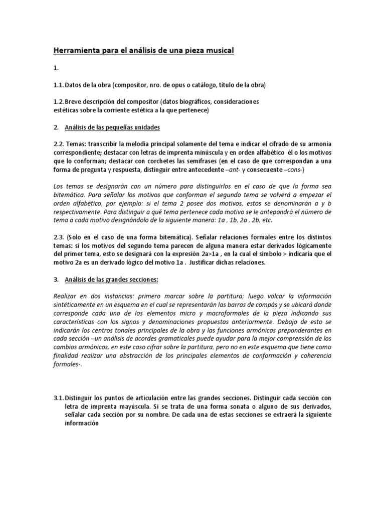 Herramienta para El Análisis de Una Pieza Musical | PDF | Melodía | Sonata