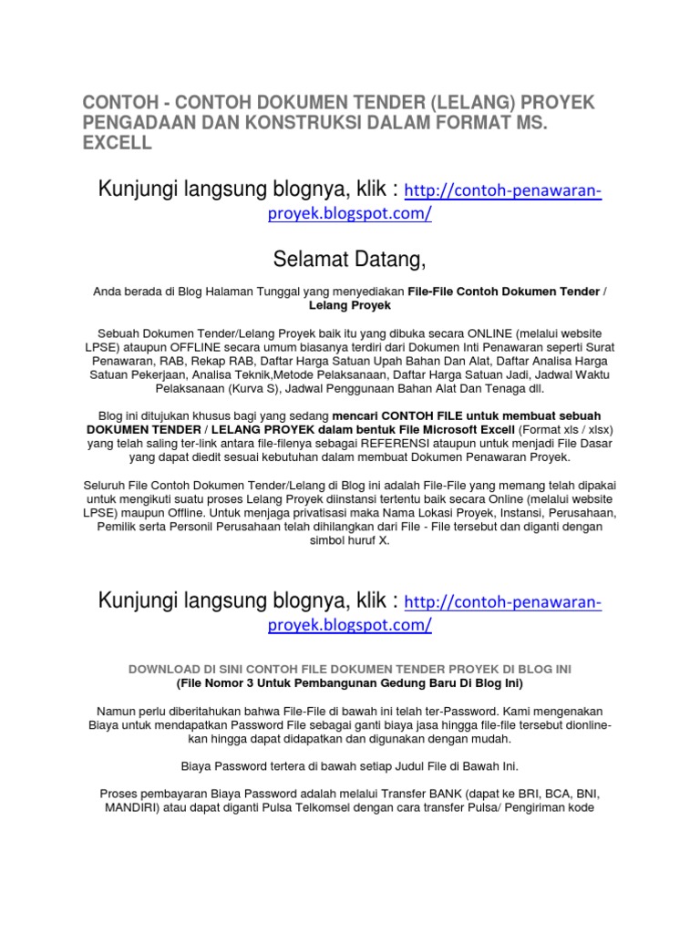 Contoh Dokumen Tender Proyek | PDF