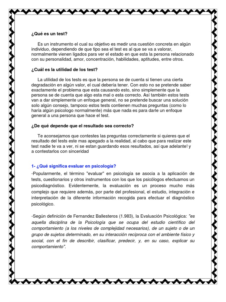 Qué Es Un Test | PDF | Adultos | Sicología