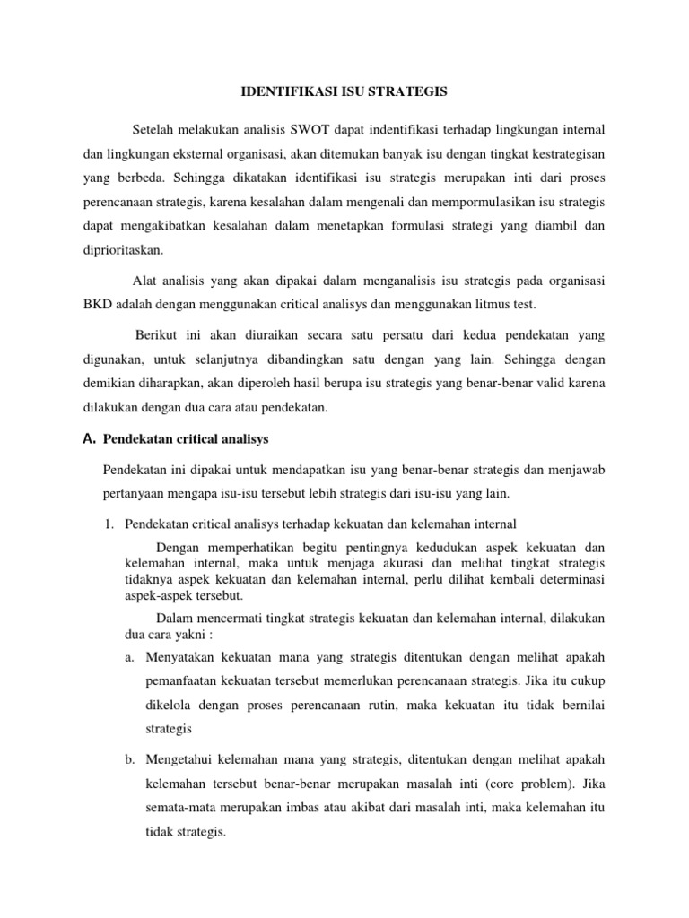 Identifikasi Isu Strategis Organisasi | PDF | Karier & Perkembangan