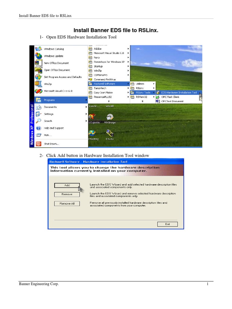 Install Banner Eds File To Rslinx.: 1-Open Eds Hardware Installation Tool | PDF