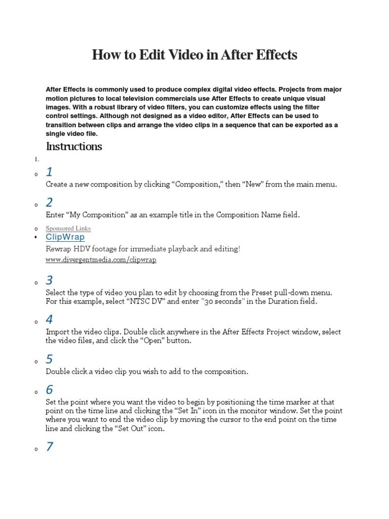 How To Edit Video in After Effects | PDF | Video | Icon (Computing)