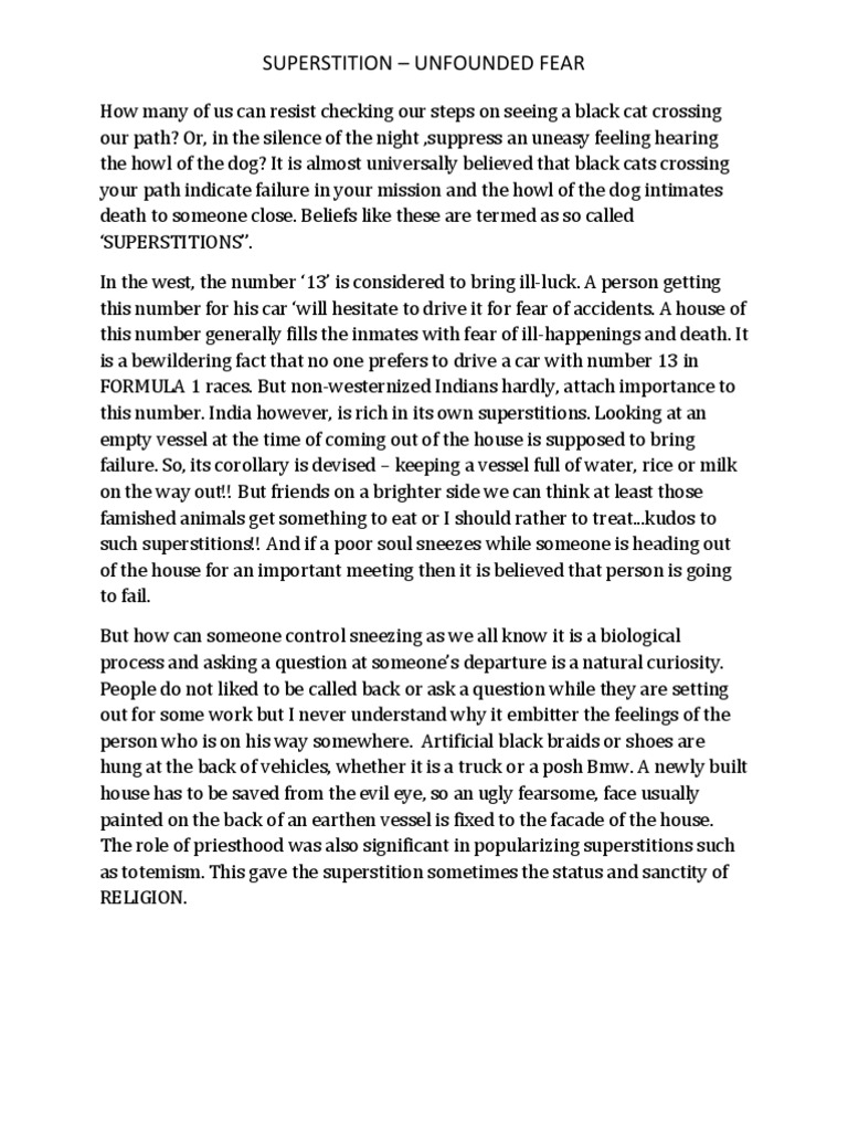 Superstition - Unfounded Fear | PDF | Superstitions | Propositional ...