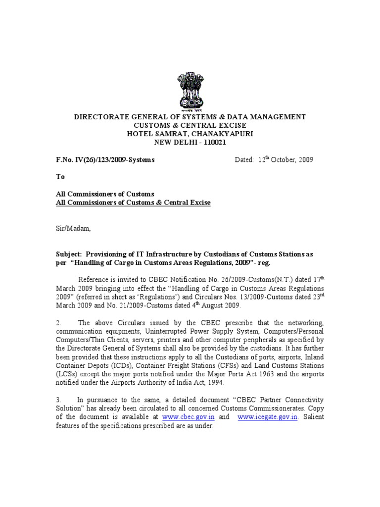 Guidelines for Provision of IT Infrastructure by Customs Area ...