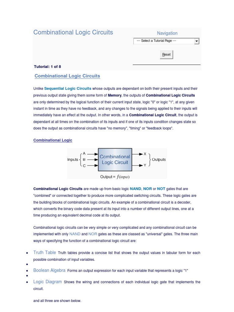 Combinational Logic Basics | PDF | Logic Gate | Electronic Circuits