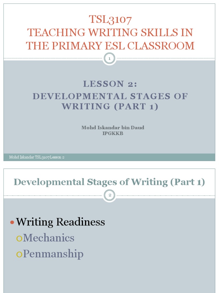 TSL3107 Teaching Writing Skills in The Primary Esl Classroom | PDF ...