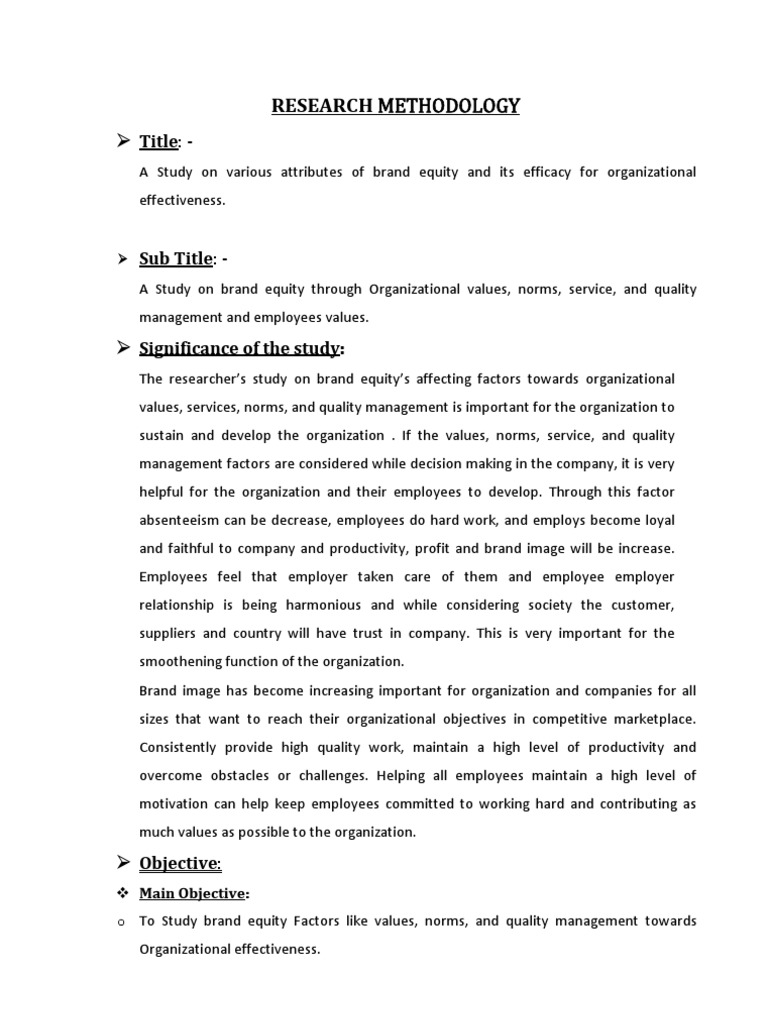Research Methodology: Title | PDF | Employment | Brand