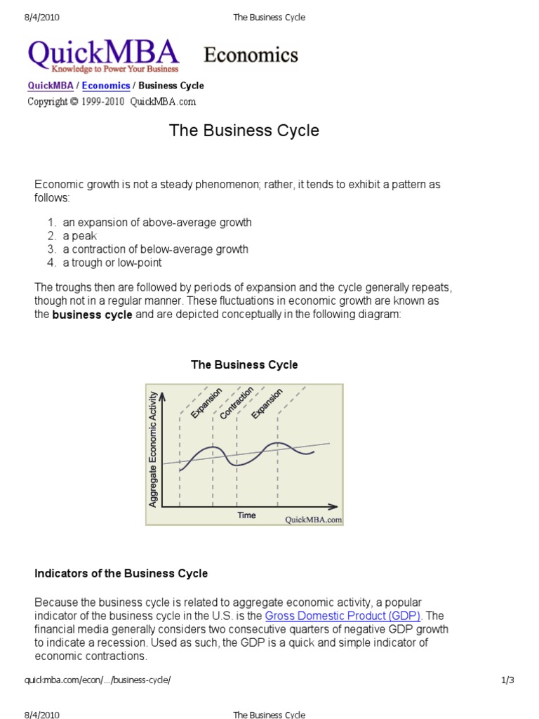 The Business Cycle | PDF | National Bureau Of Economic Research ...