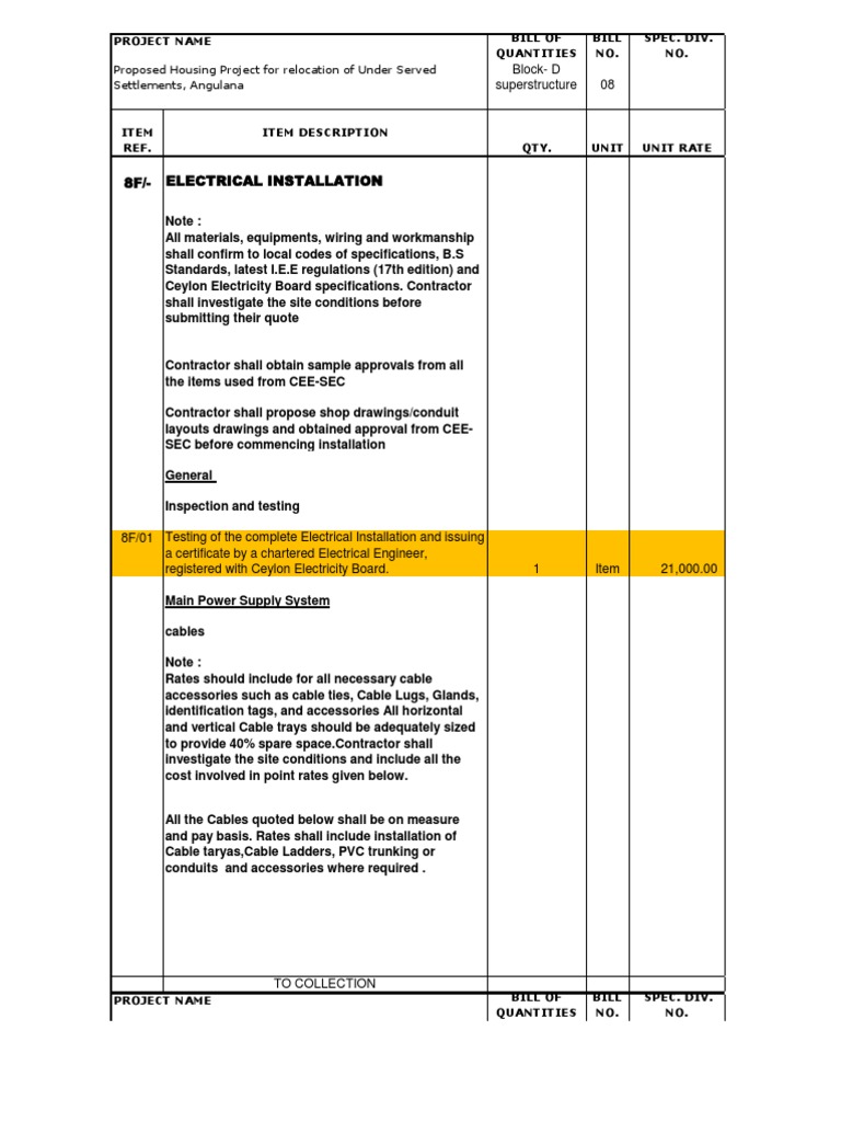8F/-Electrical Installation: Block - D Superstructure 08 | PDF ...