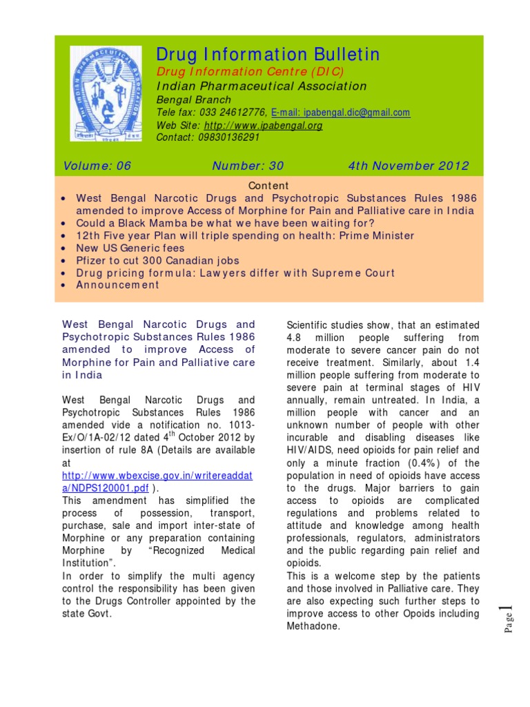 Drug Information Bulletin 30 06 | PDF | Pharmaceutical Drug | Opioid