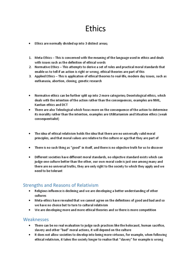 Ethics: Strengths and Reasons of Relativism | PDF | Morality | Philosophical Movements