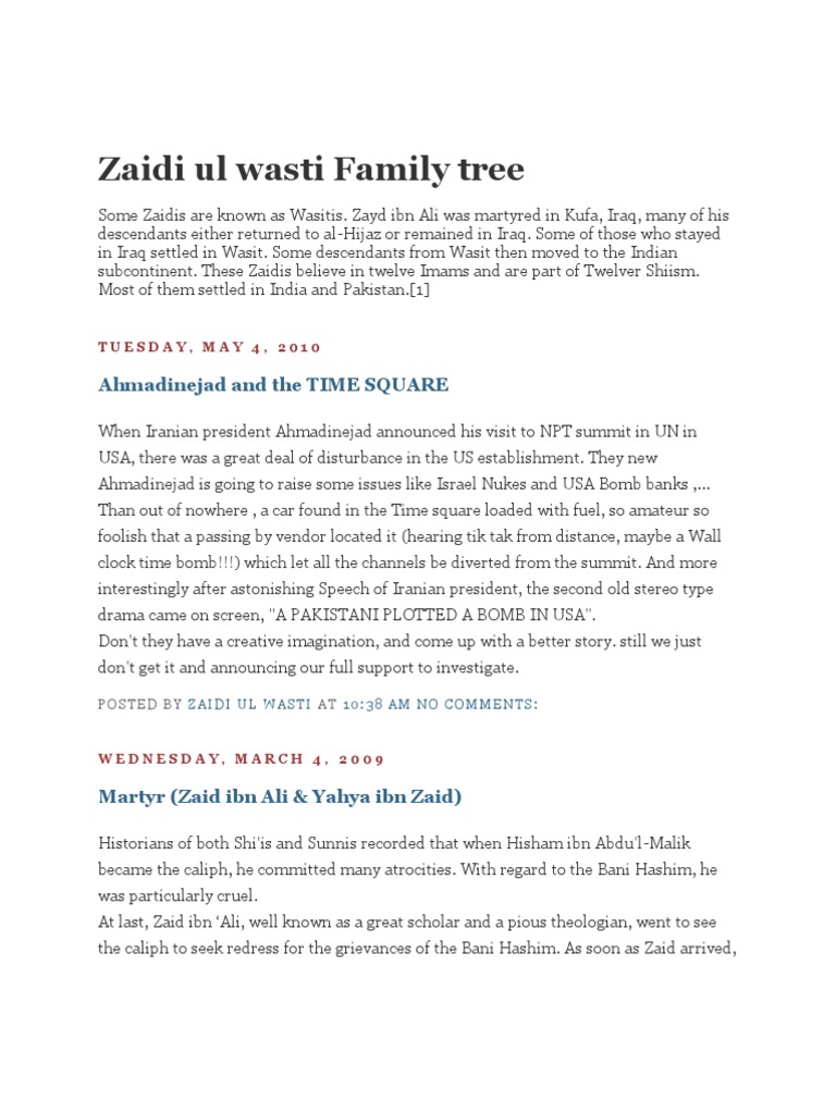 Hazrat Zaid Bin Ali Bin Hussain S W A | PDF | Shia Islam | Monotheistic Religions