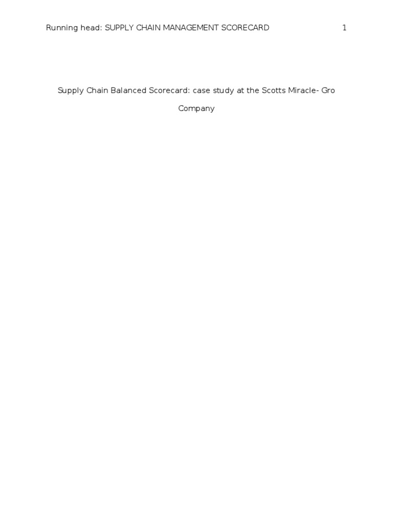 Supply Chain Management Scorecard | PDF | Performance Indicator ...