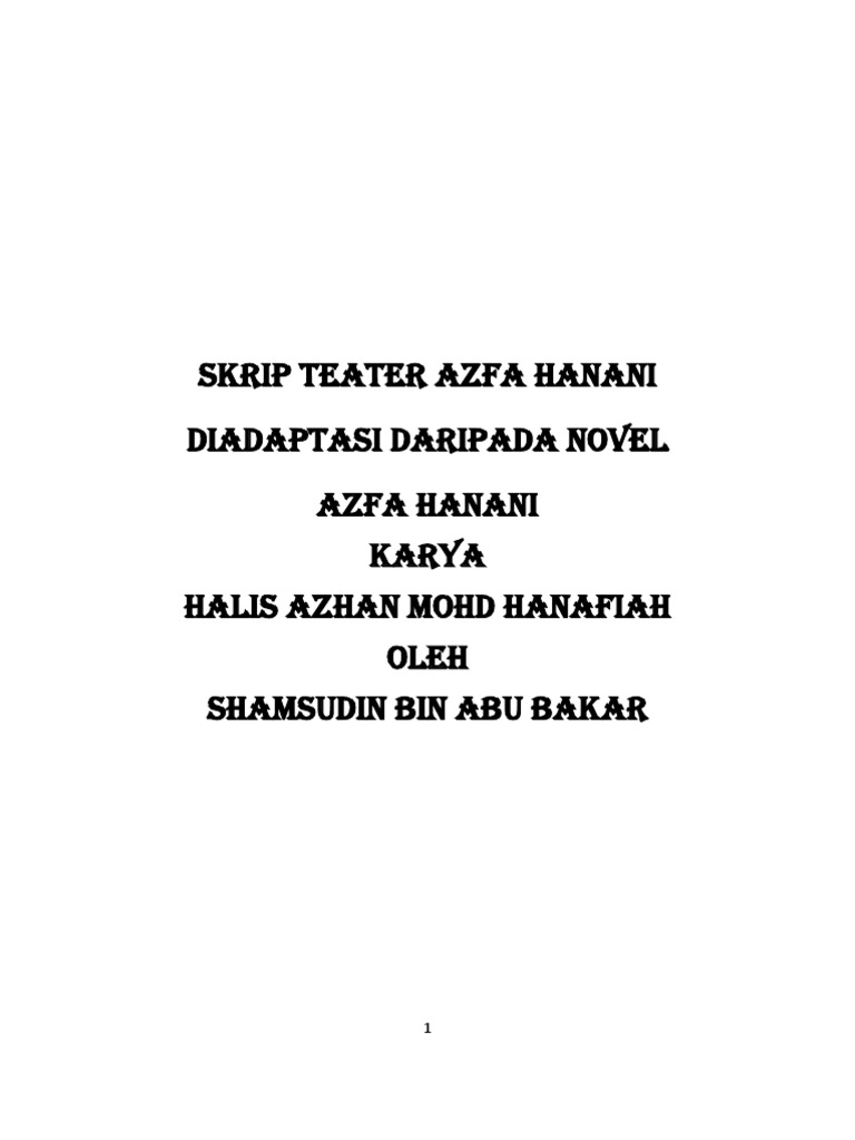 Skrip Teater - Azfa Hanani | PDF | Seni