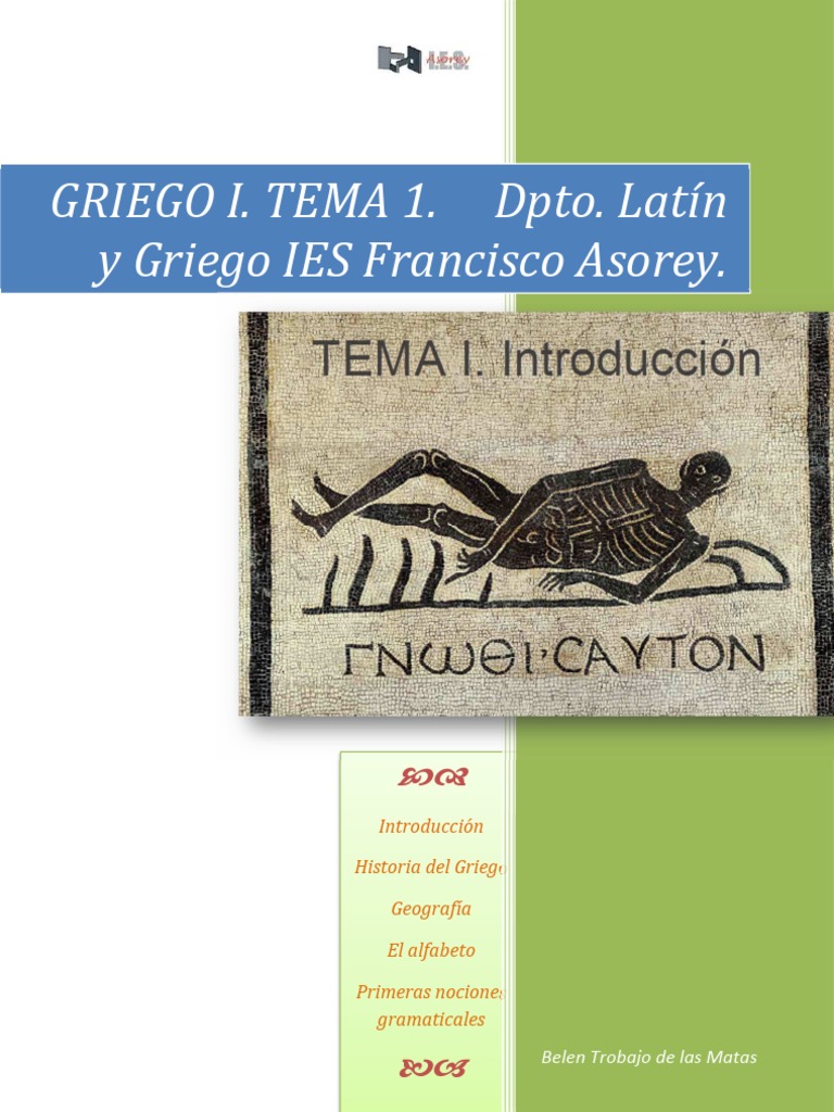 Griego I Tema 1. Introducción | PDF | Lengua griega | Conjugación ...