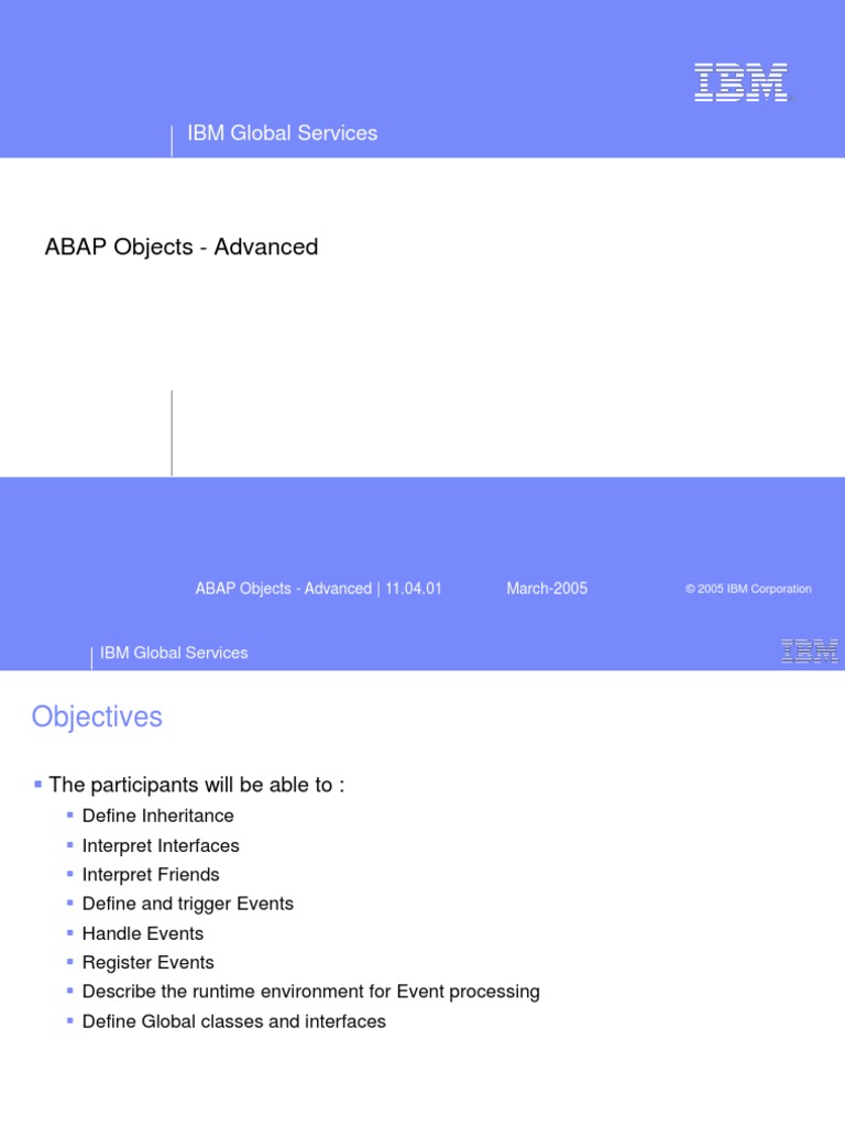 IBM Global Services: ABAP Objects - Advanced | PDF | Inheritance ...