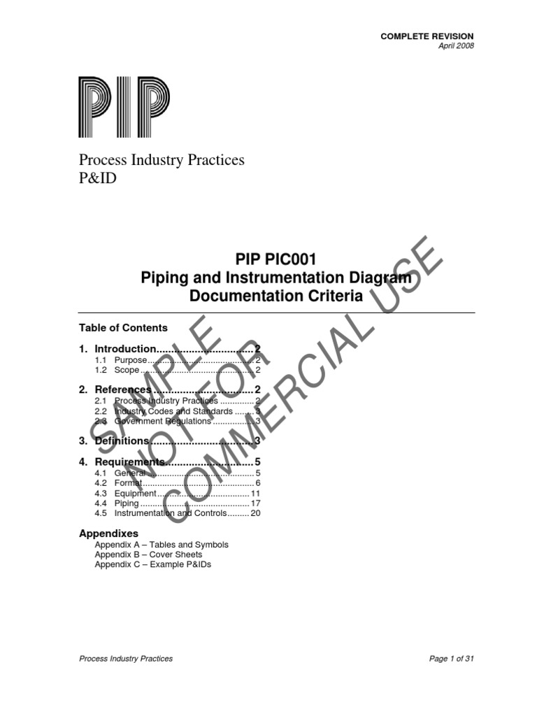 Process Industry Practices P&Id: Pip Pic001 Piping and Instrumentation ...