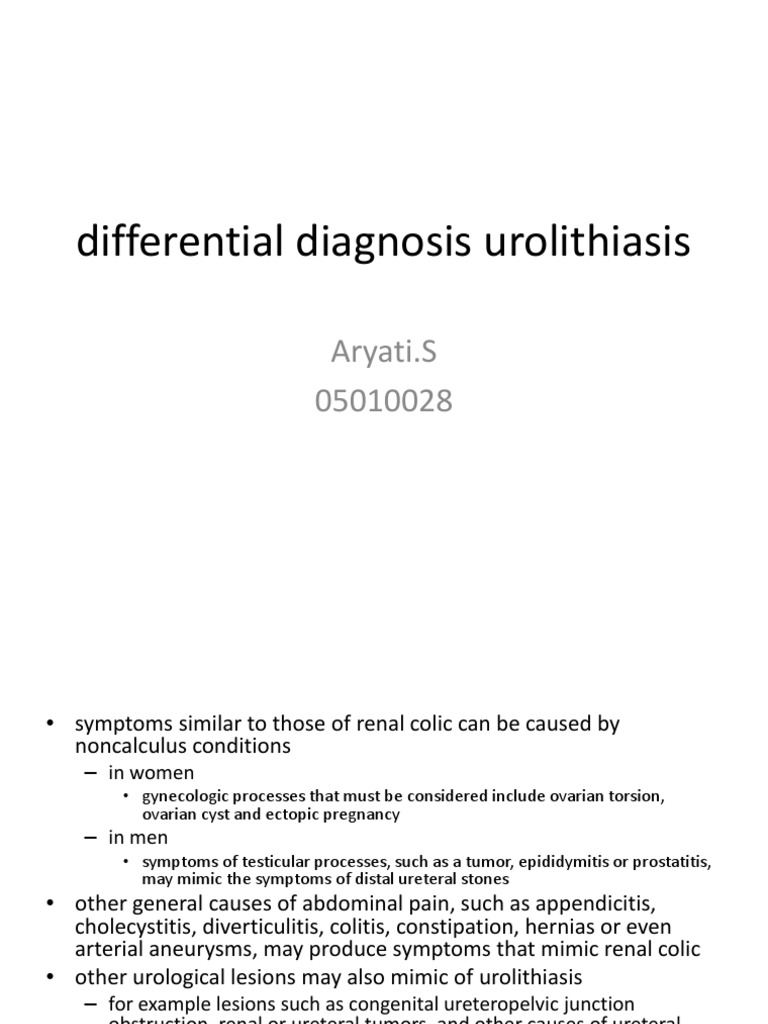 Differential Diagnosis Urolithiasis | PDF | Urinary System ...