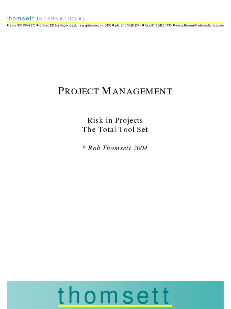 Thomsett Risk Analysis Tool Set | PDF | Risk | Risk Management