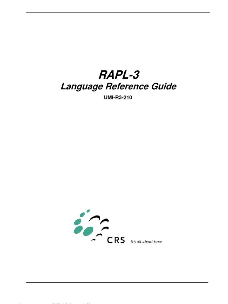 RAPL-3 Language Reference Guide | PDF RAPL-3 Language Reference Guide | PDF