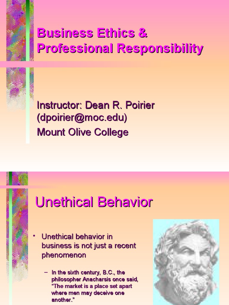 Business Ethics & Professional Responsibility | PDF | Politics | Social ...