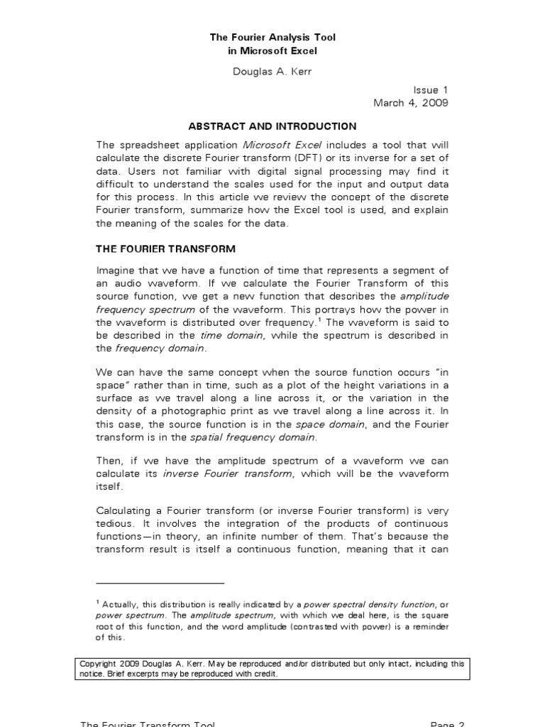 Excel Fourier | PDF | Discrete Fourier Transform | Spectral Density