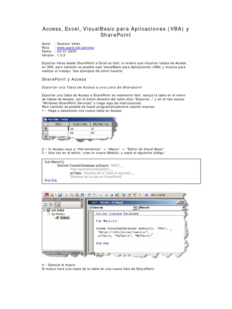 Access Excel VBA | PDF | Macro (informática) | Visual Basic para Aplicaciones
