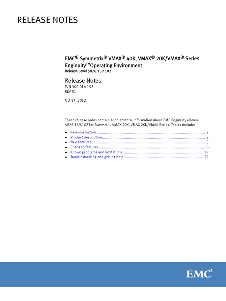 Docu43701 - Symmetrix VMAX 40K VMAX 20K VMAX Series Enginuity Release ...