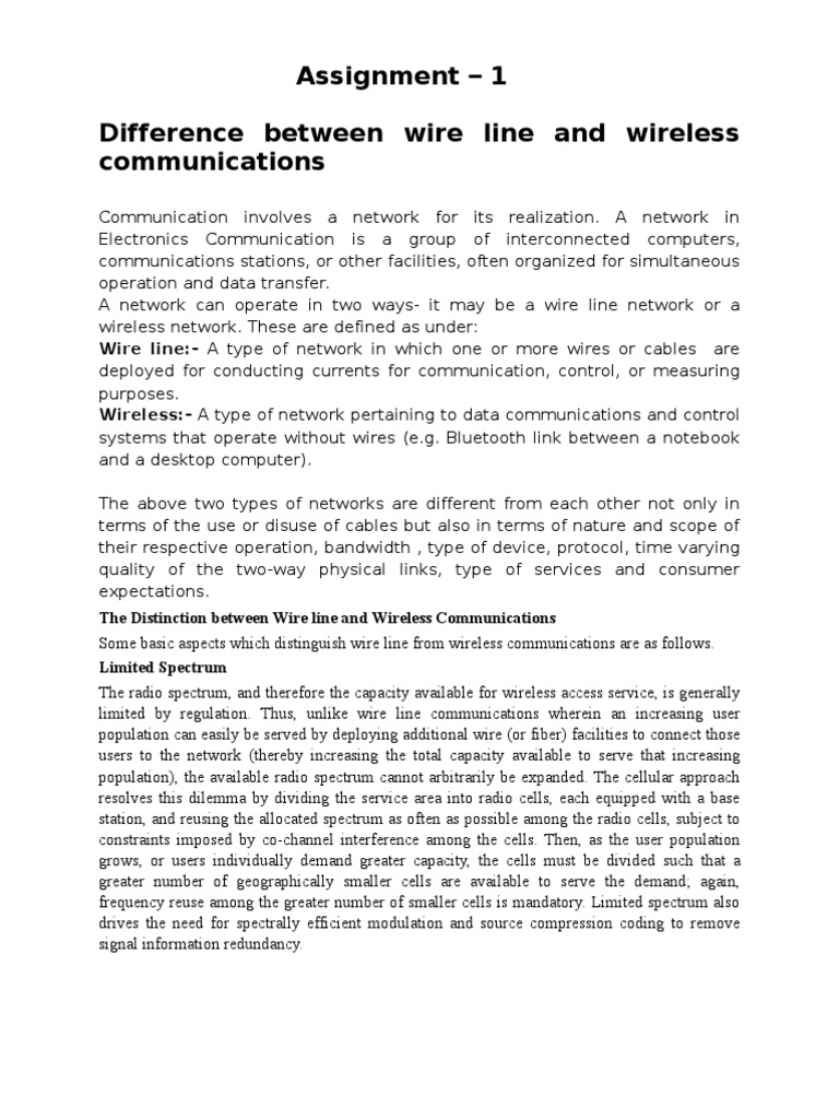 Assignment On Wireline and Wireless Communications | PDF | Computer ...